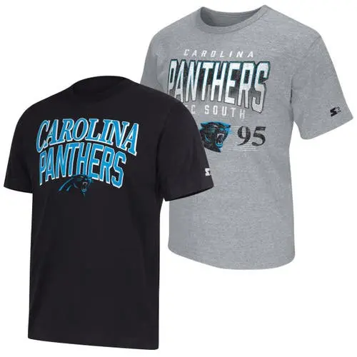 STARTER Gray Carolina Panthers Two-pack Logo T-shirt Set - Black