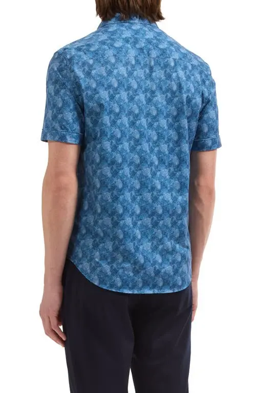 Bugatchi Miles Ooohcotton® Print Short Sleeve Button-up Shirt