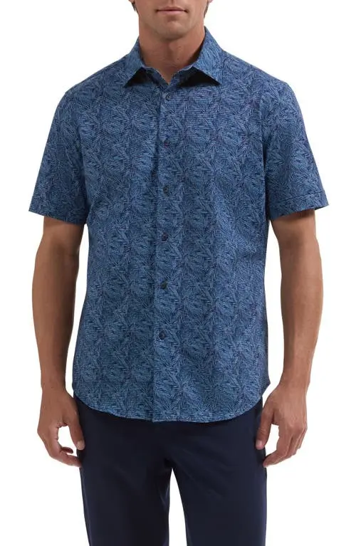 Bugatchi Miles Ooohcotton® Print Short Sleeve Button-up Shirt