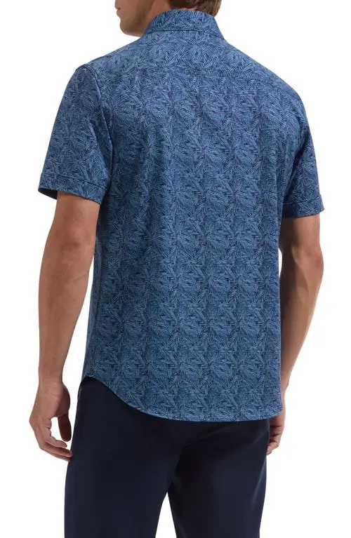 Bugatchi Miles Ooohcotton® Print Short Sleeve Button-up Shirt