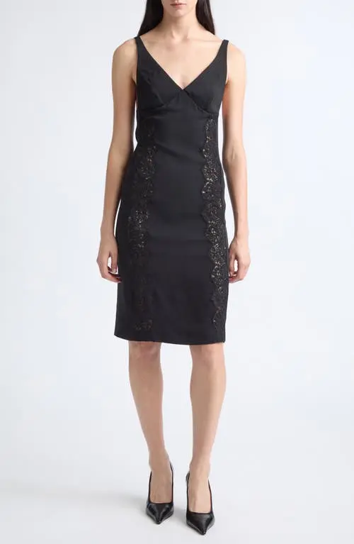 Stella McCartney Lace Trim Stretch Cady Cocktail Dress - Black