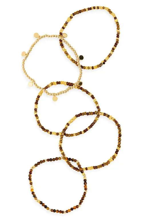 PANACEA Set Of 5 Beaded Stretch Bracelets