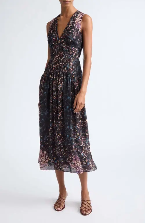Ulla Johnson Sylvie Floral Sleeveless Silk Dress - Eclipse