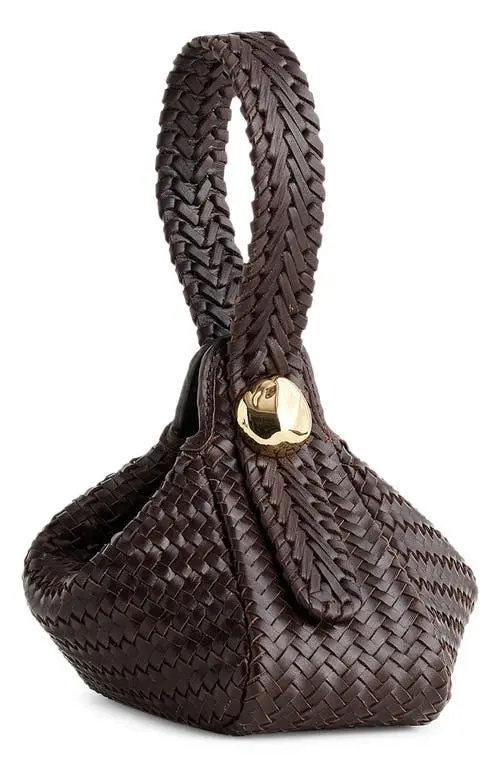 Madewell Sculpted Metal Woven Leather Wristlet Bag - Coffee Bean