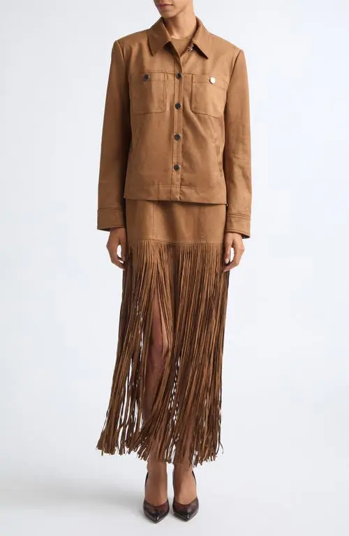 TOCCIN Esther Faux Suede Fringe Minidress