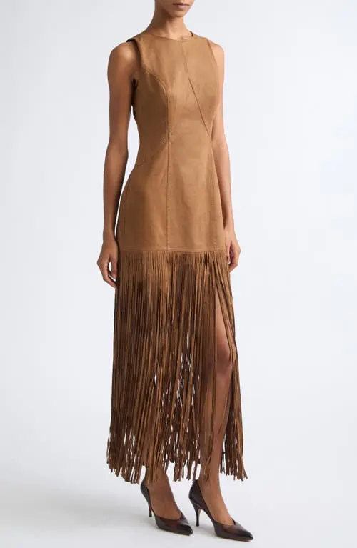 TOCCIN Esther Faux Suede Fringe Minidress