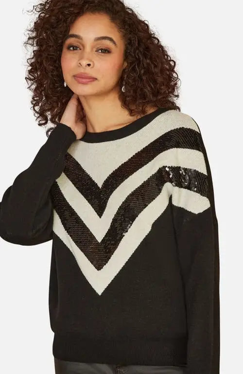 YUMI Sequin Embellished Knitted Jumper - Black