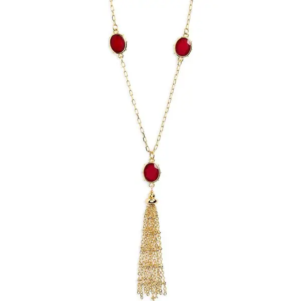 PANACEA Glass Stone Tassel Pendant Necklace