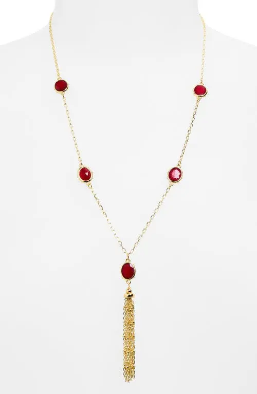 PANACEA Glass Stone Tassel Pendant Necklace