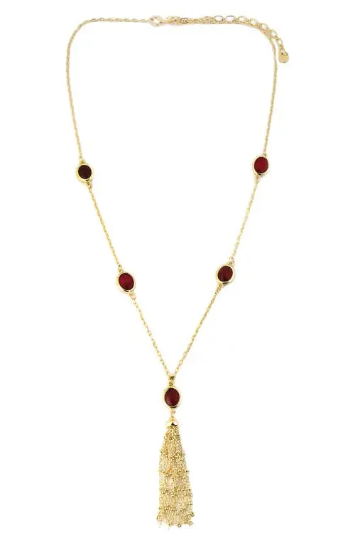 PANACEA Glass Stone Tassel Pendant Necklace