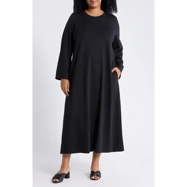 Eileen Fisher Crewneck Jersey Dress - Black