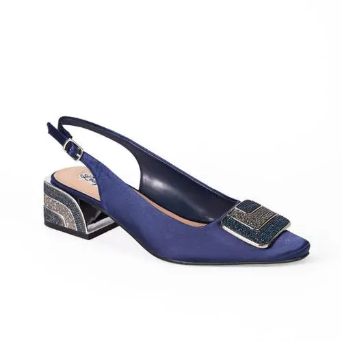 LADY COUTURE Flora Slingback Block Heel - Navy