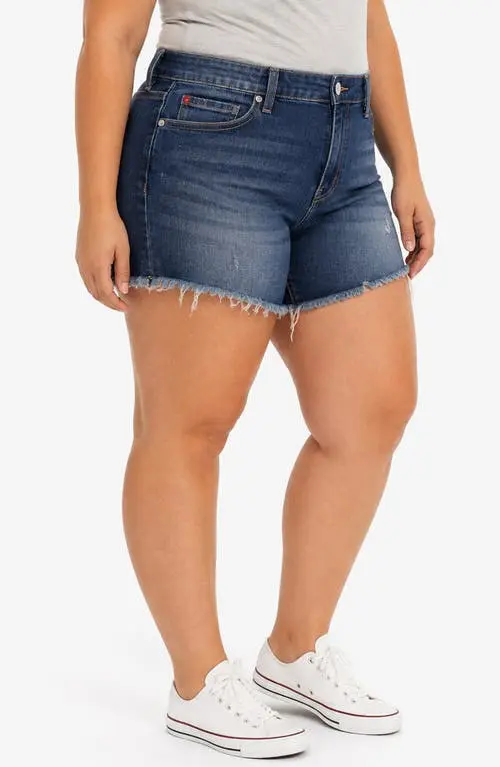 SLINK JEANS Frayed Hem Denim Shorts