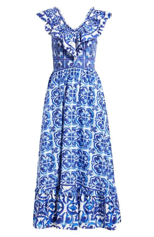 LAYERED WITH LOVE Alessandra Tile Print Maxi Dress