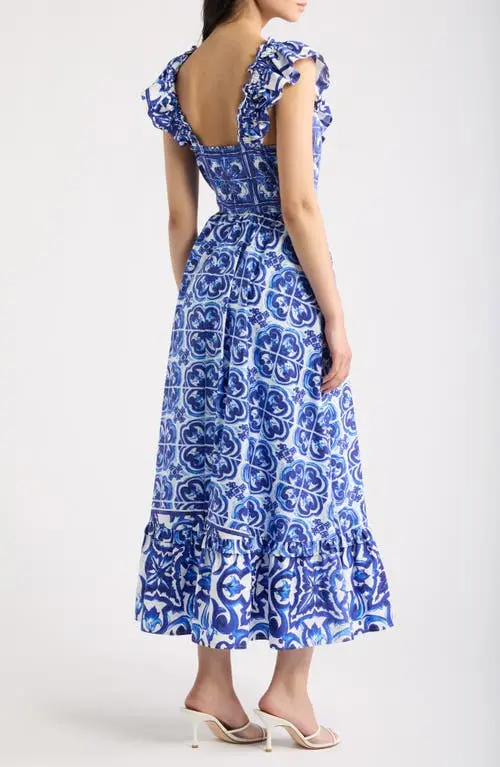 LAYERED WITH LOVE Alessandra Tile Print Maxi Dress