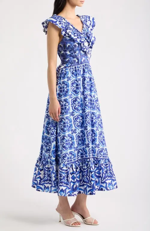 LAYERED WITH LOVE Alessandra Tile Print Maxi Dress