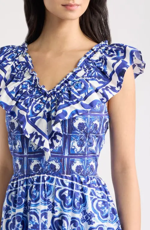 LAYERED WITH LOVE Alessandra Tile Print Maxi Dress