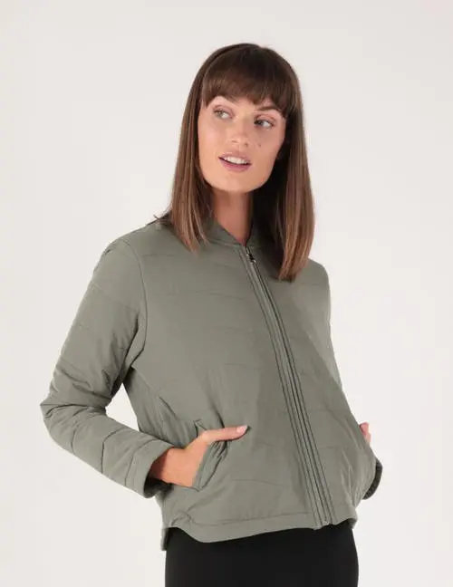 GLYDER Waverly Quilted Bomber Jacket - Dusty Olive