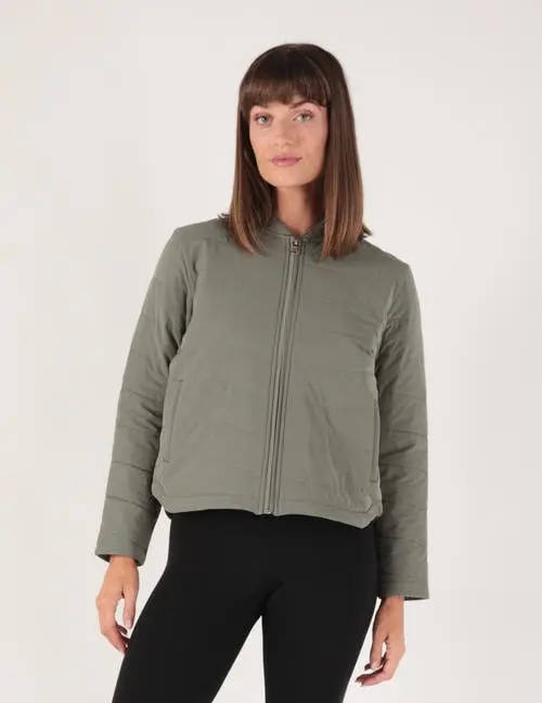 GLYDER Waverly Quilted Bomber Jacket - Dusty Olive