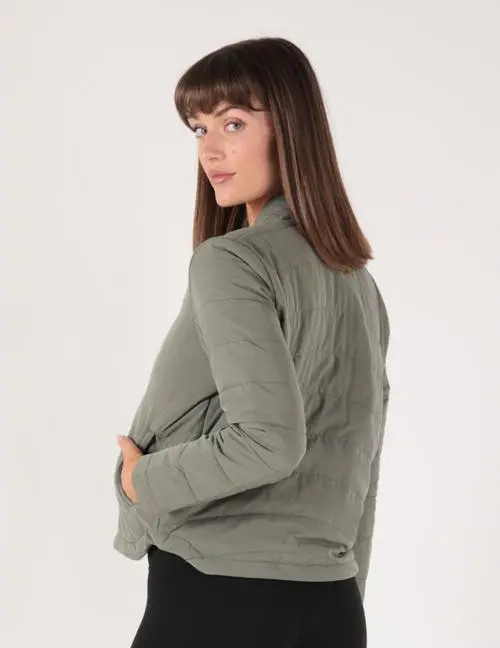 GLYDER Waverly Quilted Bomber Jacket - Dusty Olive