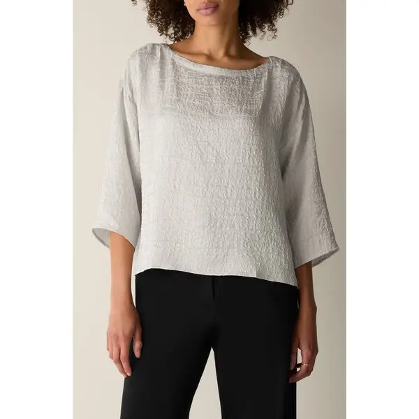 Eileen Fisher Silk Boxy Top - Plaster