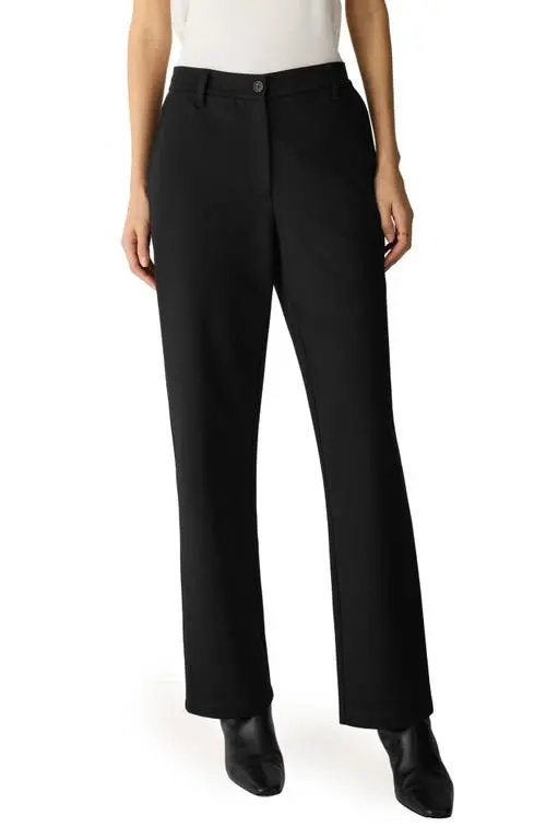 Eileen Fisher High Waist Straight Leg Pants - Black