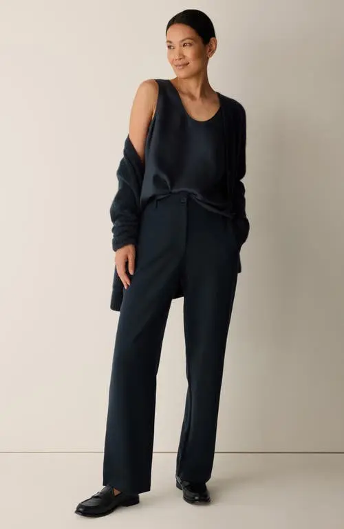 Eileen Fisher High Waist Straight Leg Pants - Maritime