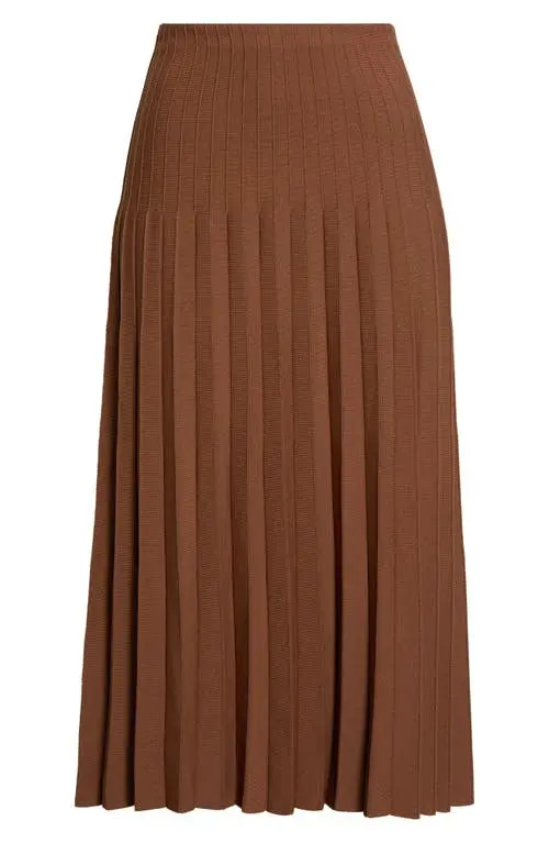 Staud Lena Pleated Knit Maxi Skirt - Cigar