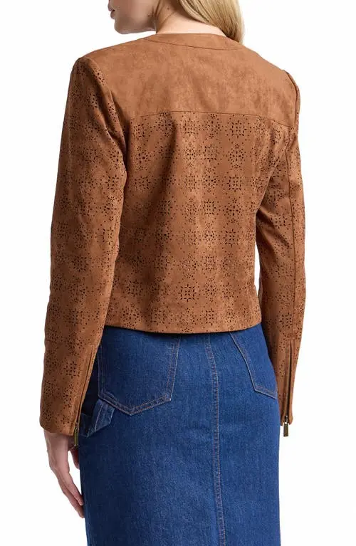 Bagatelle Eyelet Faux Suede Jacket