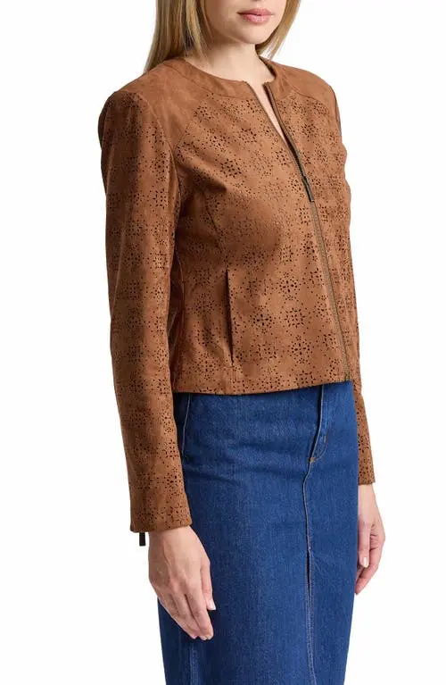 Bagatelle Eyelet Faux Suede Jacket