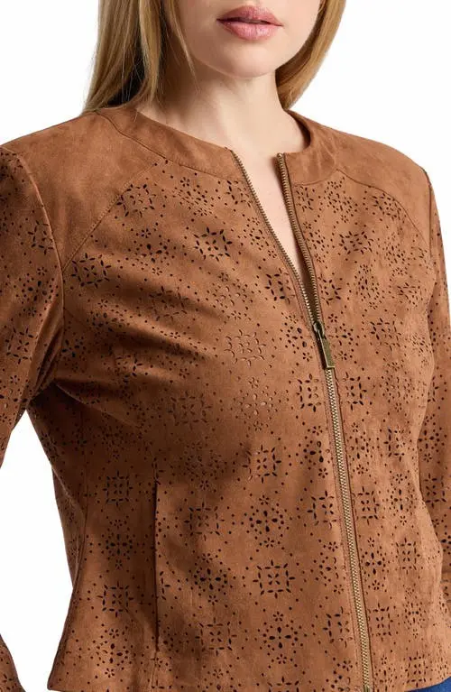 Bagatelle Eyelet Faux Suede Jacket