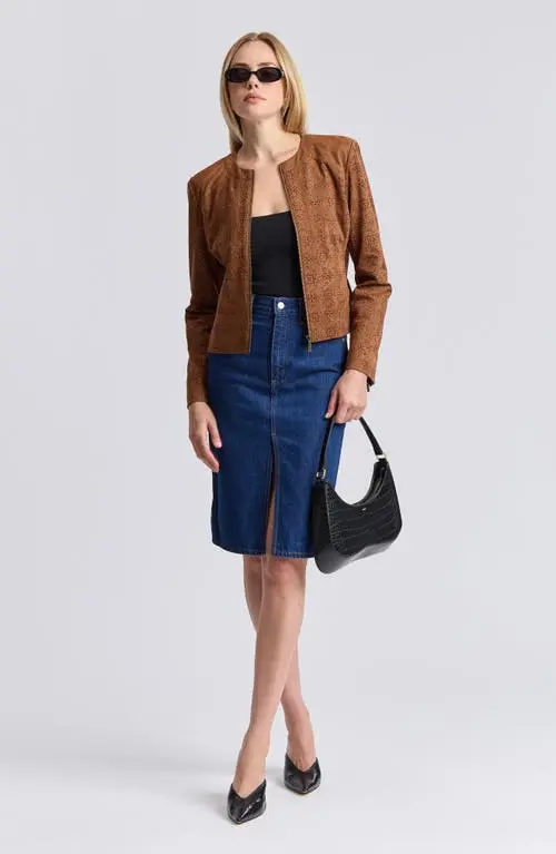 Bagatelle Eyelet Faux Suede Jacket