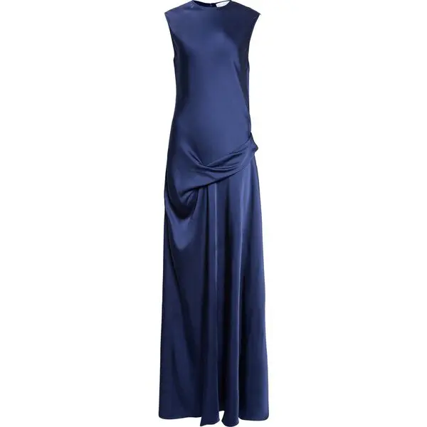 Stella McCartney Draped Satin Gown - Navy