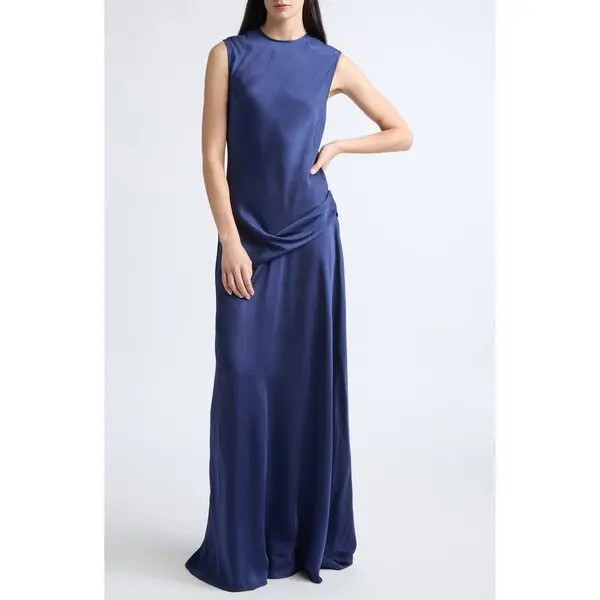 Stella McCartney Draped Satin Gown - Navy