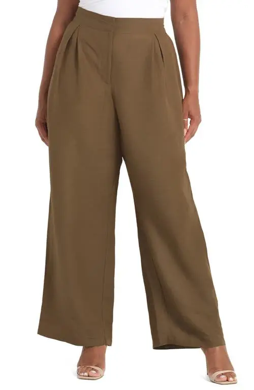 ESTELLE Katrina High Waist Pleated Wide Leg Pants - Fern
