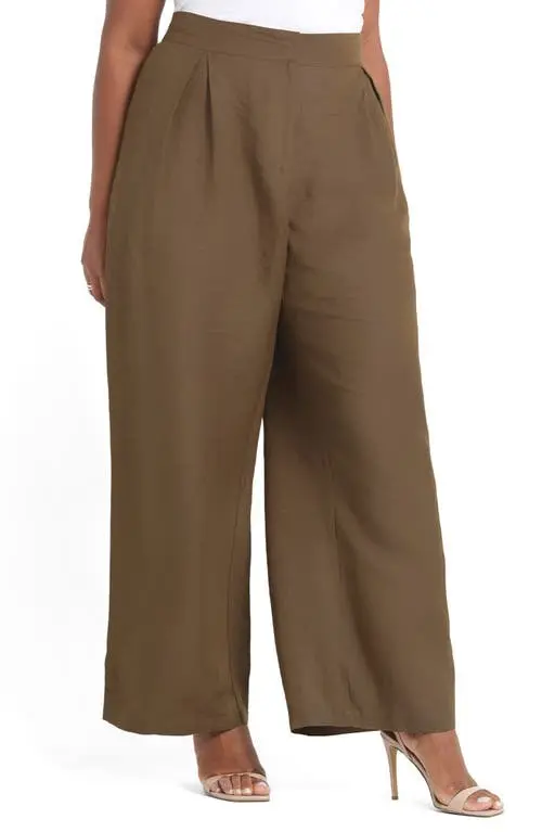 ESTELLE Katrina High Waist Pleated Wide Leg Pants