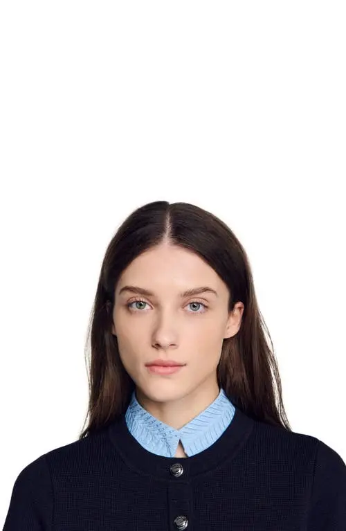 Sandro Two-tone Origami Collar Cardigan
