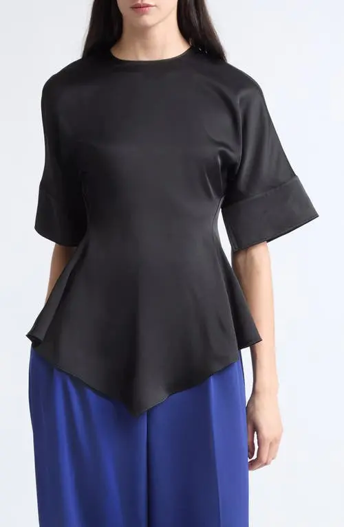 Stella McCartney Flared Satin Top With Dolman Sleeves - Black