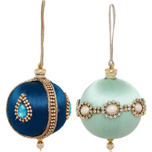 MARK ROBERTS Jeweled Luxe Ornament,set Of 12 - Dark Blue