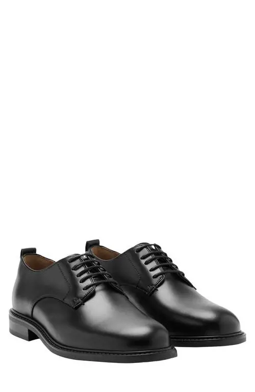 Mango Plain Toe Leather Derby - Black