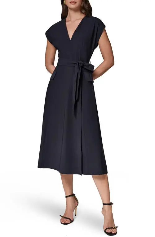 DONNA KARAN WEEKEND Belted Twill Midi Dress