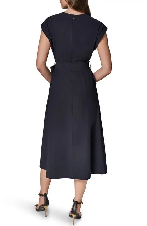 DONNA KARAN WEEKEND Belted Twill Midi Dress