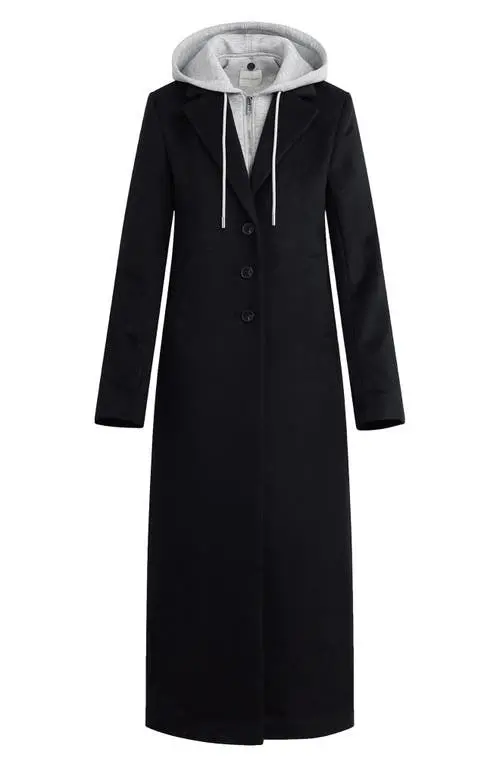 FAVORITE DAUGHTER The Sport Wool Blend Coat With Hoodie Insert