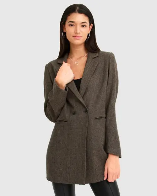 BELLE & BLOOM Kensington Oversize Double-breasted Wool Blend Coat - Brown
