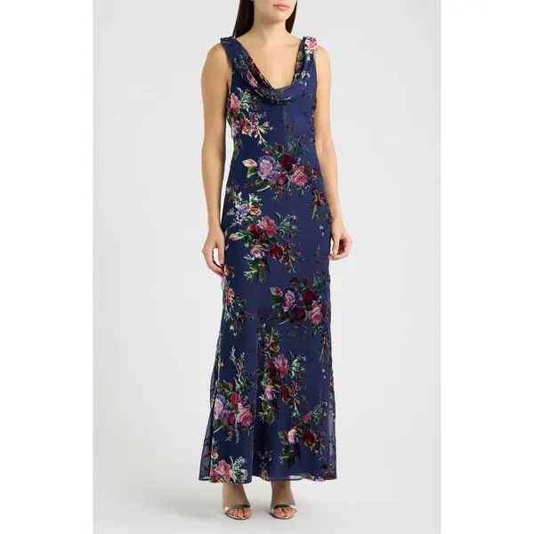 HUTCH Khloe Floral Burnout Maxi Dress