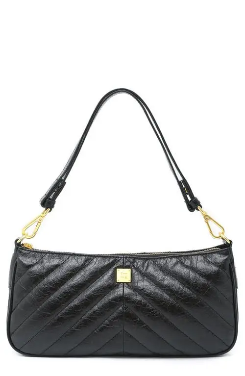 THINK ROYLN Enchanted Crinkled Leather Baguette Bag - Black Crinkle
