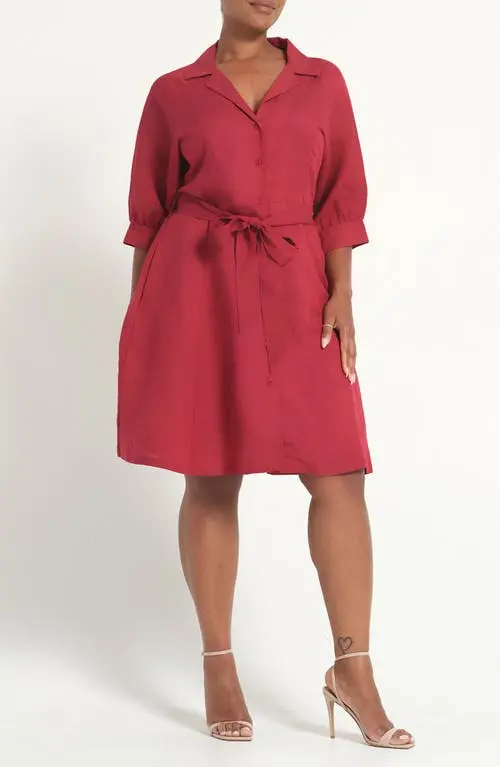ESTELLE Maribel Linen Blend Shirtdress