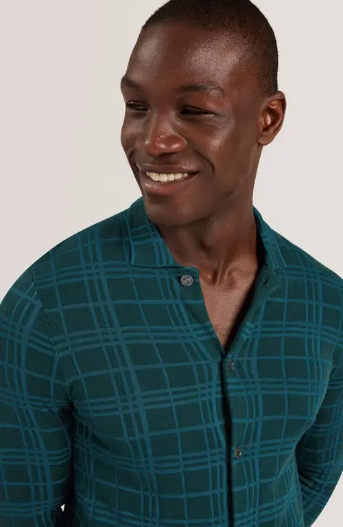 Ted Baker London Mcline Grid Long Sleeve Cardigan - Navy-green