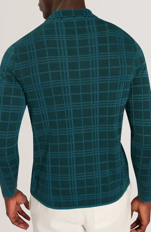 Ted Baker London Mcline Grid Long Sleeve Cardigan - Navy-green