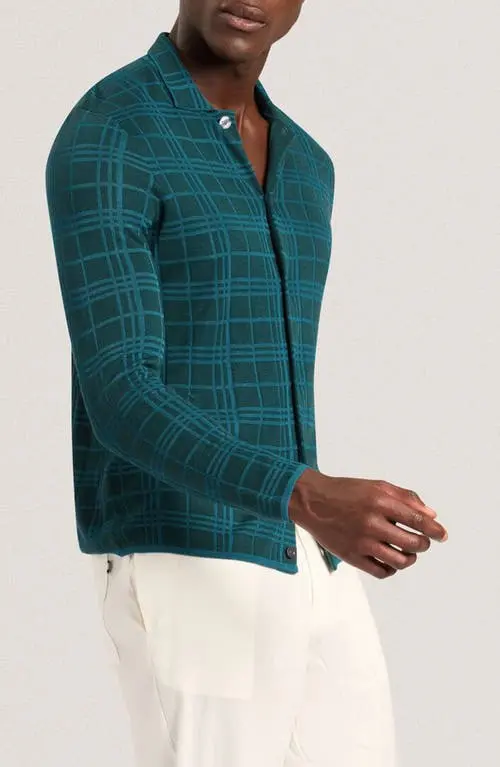 Ted Baker London Mcline Grid Long Sleeve Cardigan - Navy-green